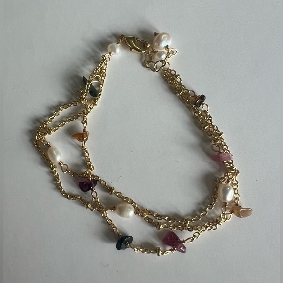 Jewelry | Nwt Gold Color Chain Bracelet With Colorful Stones In A Gift ...